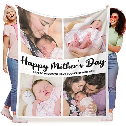 Personalized Mom Blankets for Mothers Day, Custom Blankets with Photos, Personalized Blankets with Photos&Text, Customized Photo Blankets, Personalized Mom Gifts from Daughter Son