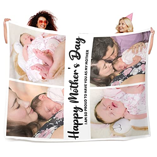 Personalized Mom Blankets for Mothers Day, Custom Blankets with Photos, Personalized Blankets with Photos&Text, Customized Photo Blankets, Personalized Mom Gifts from Daughter Son