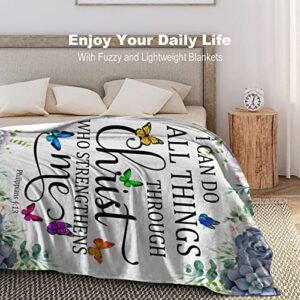 Christian Gifts for Women Inspirational Religious Blanket Bible Verse Scripture Prayer Throw Blanket Soft Flannel Healing Blanket 50"X40"