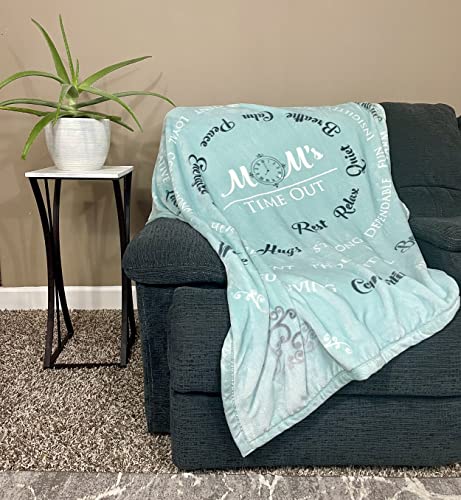 Mom's Time Out Velvet Luxury Throw Blanket 50x60 Soft Sentiments Teal