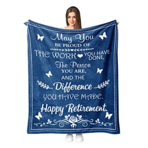 Retirement Gifts for Women 2023 Blanket 60"×50", Retired Gifts for Men Women, Happy Retirement Gifts for Men 2023, Female, Retired People, Dad, Nurses, Doctors, Coworker, Mom, Teacher Flannel Throw