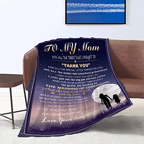 Wisegem Mom Gifts from Daughters - to My Mom Blanket 60"x50" - Gifts for Mom from Daughter - Mothers Day Blanket Gifts for Mom - Best Mom Ever Gifts - Valentine Birthday Gift Ideas