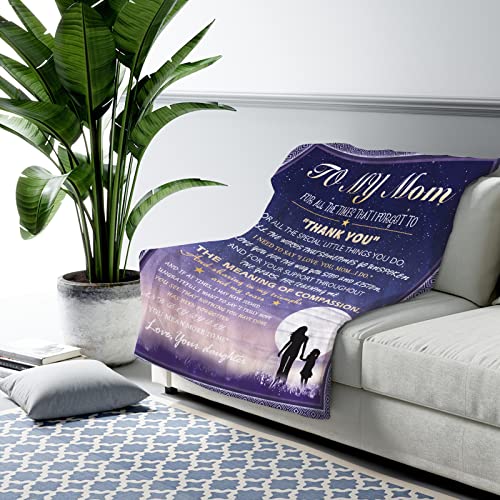 Wisegem Mom Gifts from Daughters - to My Mom Blanket 60"x50" - Gifts for Mom from Daughter - Mothers Day Blanket Gifts for Mom - Best Mom Ever Gifts - Valentine Birthday Gift Ideas