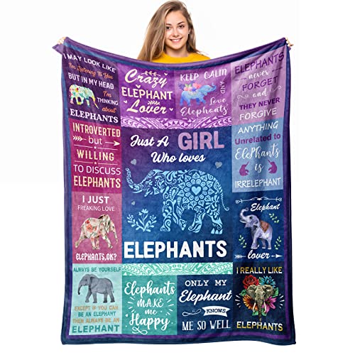 Loxezom Elephant Gifts for Adults Girls, Best Elephant Gifts for Women, Elephant Decor Unique, Elephant Blanket Throw 60" x 50", Christmas Valentine Mother’s Day Birthday Gifts for Elephant Lovers