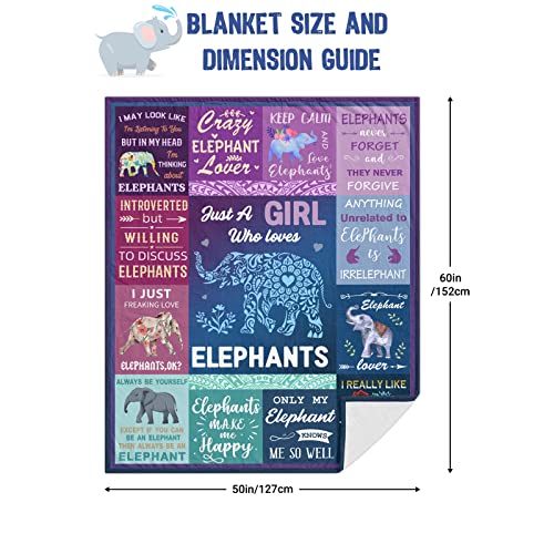 Loxezom Elephant Gifts for Adults Girls, Best Elephant Gifts for Women, Elephant Decor Unique, Elephant Blanket Throw 60" x 50", Christmas Valentine Mother’s Day Birthday Gifts for Elephant Lovers