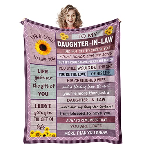 Quilazy Mothers Day Daughter in Law Gifts for Daughter in Law, Daughter in Law Gifts from Mother in Law, Gifts for Daughter in Law, Birthday Wedding Gifts for Future Daughter-in-Law Blanket 60"x50"