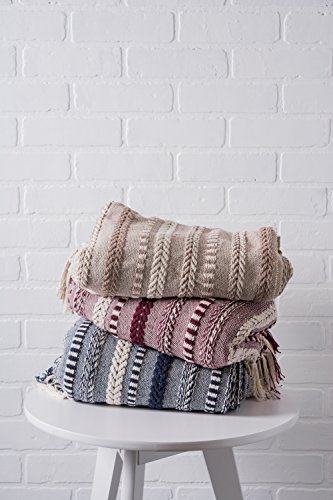 DII Braided Striped Throw, 50x60, Navy