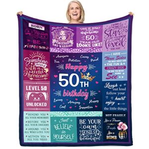 50th birthday gifts for women 50"x60" blanket, 50th birthday gift ideas, 50 birthday gifts for women, 50 year old gifts for women, 50th birthday decorations women, 50th bday gifts women throw blankets