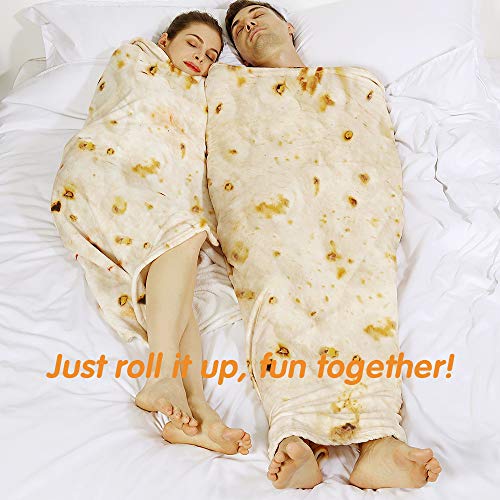 Admitrack Tortilla Wrap Blanket,Burritos Round Wrap Blanket,Tortilla Throw Blanket,Funny Realistic Food Round Blanket,Novelty Burritos Throw Blanket for Adults&Kids