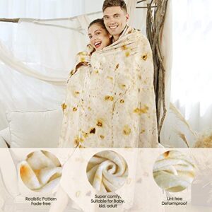 Admitrack Tortilla Wrap Blanket,Burritos Round Wrap Blanket,Tortilla Throw Blanket,Funny Realistic Food Round Blanket,Novelty Burritos Throw Blanket for Adults&Kids