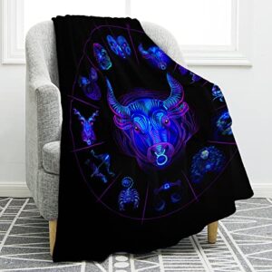 jekeno taurus constellation blanket gifts for women kids girls astrology zodiac celestial decor for home bedroom living room soft smooth lightweight plush throw blankets black 50"x60"