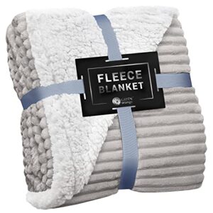 sherpa blanket fleece throw – 60x80, pearl grey – soft, plush, fluffy, warm, cozy, thick – perfect for bed, sofa, couch, chair