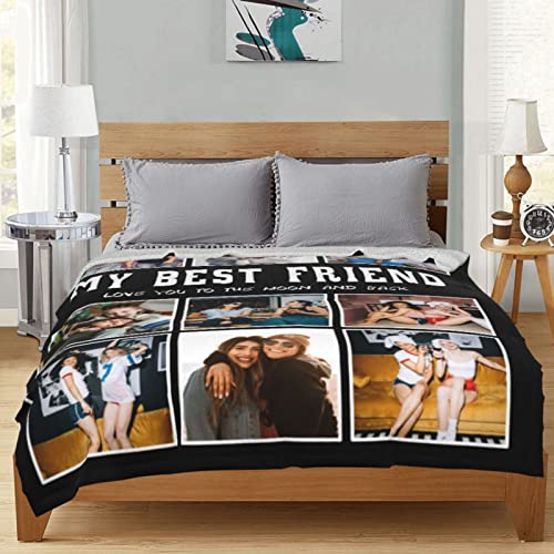 Purefly Gifts for Besties Personalized Blankets with Photos, Customized Picture Blanket for Women Girls Adult, Personalized Throw Blankets Gifts for Best Friend Birthday Christmas (style6)