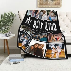 Purefly Gifts for Besties Personalized Blankets with Photos, Customized Picture Blanket for Women Girls Adult, Personalized Throw Blankets Gifts for Best Friend Birthday Christmas (style6)