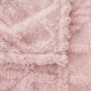 DaysU Sherpa Fleece Blanket, Throw Blanket for Couch, Sofa, Bed, Lightweight Soft Cozy Warm Fuzzy Blankets for Camping, Picnic, Travel, Pink Jacquard, 60” x 80”