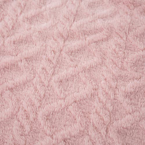 DaysU Sherpa Fleece Blanket, Throw Blanket for Couch, Sofa, Bed, Lightweight Soft Cozy Warm Fuzzy Blankets for Camping, Picnic, Travel, Pink Jacquard, 60” x 80”