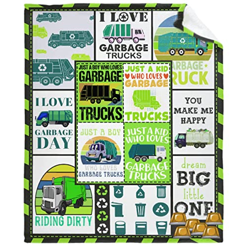 Citrasena Flannel Fleece Super Soft Cozy Blanket I Love Garbage Trucks Lightweight Warm Throw Blanket for Couch Living Room Bed Sofa Travel 50"x40" for Kid