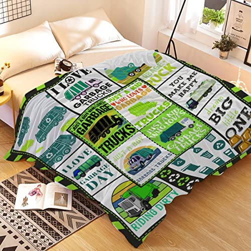 Citrasena Flannel Fleece Super Soft Cozy Blanket I Love Garbage Trucks Lightweight Warm Throw Blanket for Couch Living Room Bed Sofa Travel 50"x40" for Kid