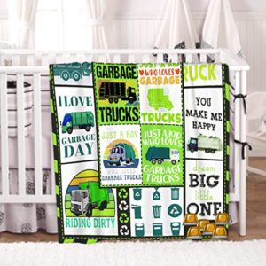 Citrasena Flannel Fleece Super Soft Cozy Blanket I Love Garbage Trucks Lightweight Warm Throw Blanket for Couch Living Room Bed Sofa Travel 50"x40" for Kid