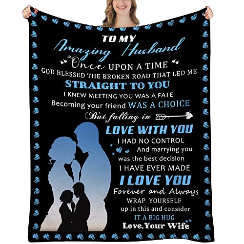 TUCVHOX Fathers Day Blanket for Husband Gifts, Anniversary Birthday Gifts for Him Husband, Gifts for Husband from Wife, Husband Gifts from Wife, Husband Blanket Throw 80"x 60"