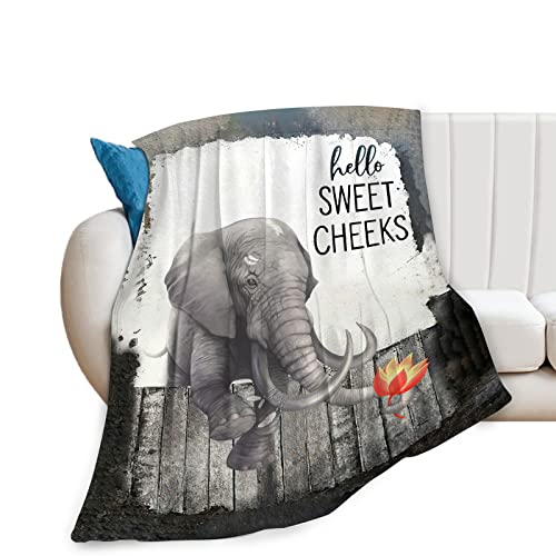 Elephant Blanket Cute Funny Elephant Decor Animal Throw Blanket Elephant Gifts for Girls Boys Super Warm Soft Plush Fleece Flannel Blanket Winter Couch Bedding Blanket for Kids Adults Women 40"x50"