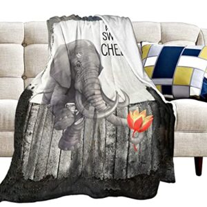 Elephant Blanket Cute Funny Elephant Decor Animal Throw Blanket Elephant Gifts for Girls Boys Super Warm Soft Plush Fleece Flannel Blanket Winter Couch Bedding Blanket for Kids Adults Women 40"x50"