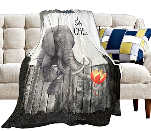 Elephant Blanket Cute Funny Elephant Decor Animal Throw Blanket Elephant Gifts for Girls Boys Super Warm Soft Plush Fleece Flannel Blanket Winter Couch Bedding Blanket for Kids Adults Women 40"x50"