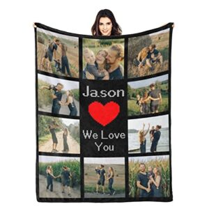 hyhsjy gifts for mom dad custom blankets personalized throw blankets with photo text customized love blanket for wife friend mom couple grandma pets gifts for birthday anniversary halloween christmas