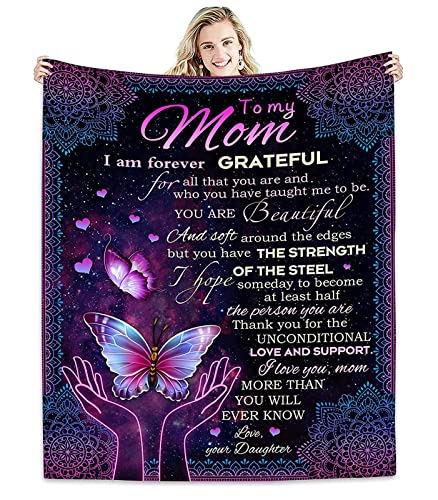 CINHOLL Gifts for Mom Blanket from Daughters or Son Best Mom Ever Warm Gifts Happy Birthday Love Your Mom Ideas Best Sentimental Thick Fleece Sofa Blankets