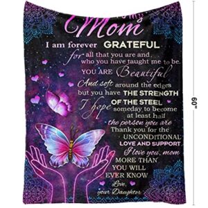 CINHOLL Gifts for Mom Blanket from Daughters or Son Best Mom Ever Warm Gifts Happy Birthday Love Your Mom Ideas Best Sentimental Thick Fleece Sofa Blankets