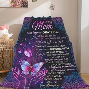 CINHOLL Gifts for Mom Blanket from Daughters or Son Best Mom Ever Warm Gifts Happy Birthday Love Your Mom Ideas Best Sentimental Thick Fleece Sofa Blankets