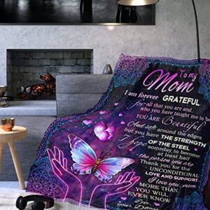 CINHOLL Gifts for Mom Blanket from Daughters or Son Best Mom Ever Warm Gifts Happy Birthday Love Your Mom Ideas Best Sentimental Thick Fleece Sofa Blankets