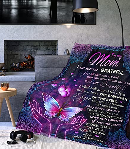 CINHOLL Gifts for Mom Blanket from Daughters or Son Best Mom Ever Warm Gifts Happy Birthday Love Your Mom Ideas Best Sentimental Thick Fleece Sofa Blankets