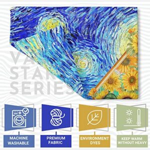 SUPRBOAT Sunflower Van Gogh Blanket, Farmhouse Fall Throw Blanket Starry Night Van Gogh Blanket, Throw Blanket for Couch Sofa Chair Bed Home Decoration (Sunflower, 80" L x 60" W)