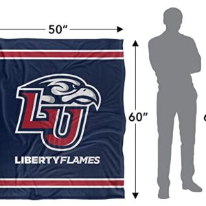 Liberty University Blanket, 50"x60" Primary Logo Stripes Silky Touch Sherpa Back Super Soft Throw Blanket