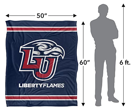 Liberty University Blanket, 50"x60" Primary Logo Stripes Silky Touch Sherpa Back Super Soft Throw Blanket