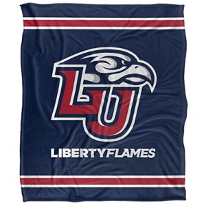 Liberty University Blanket, 50"x60" Primary Logo Stripes Silky Touch Sherpa Back Super Soft Throw Blanket