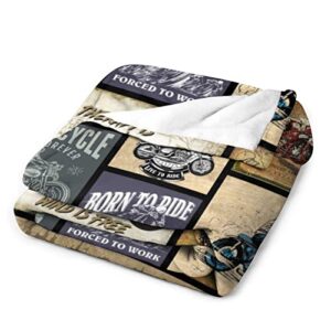 Motorcycle Blanket Gifts for Men and Women Throw Blanket for Couch Sofa Bed Plush Throw Fleece Blanket Soft Cozy Bedding for Kids and Adults Bedroom Size 50"x40"