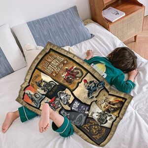 Motorcycle Blanket Gifts for Men and Women Throw Blanket for Couch Sofa Bed Plush Throw Fleece Blanket Soft Cozy Bedding for Kids and Adults Bedroom Size 50"x40"