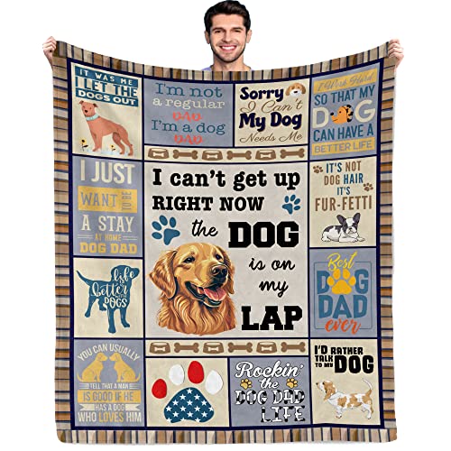 Qotuty Dog Dad Gifts for Men, Dog Dad Gifts Blanket 50"x60", Best Dog Dad Ever, Dog Father Gifts, Gifts for Dog Lovers, Dog Lover Gifts, Dog Owner Gifts for Men, Gifts for Dog Owners Throw Blankets