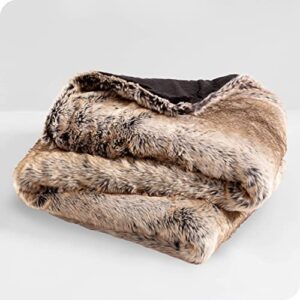 Bare Home Faux Fur Blanket - Ultra-Soft Luxurious - Cozy Warm Blanket for Couch, Sofa, Chair, Bed - Fuzzy Fluffy Super Soft - Decorative Bed Blanket, 47x60 inches (Throw, Variegated Chestnut)