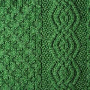 SAOL Honeycomb and Cable Knit Patterns 100% Irish Merino Wool Aran Throw/Blanket 60 x 40 inches (Green)