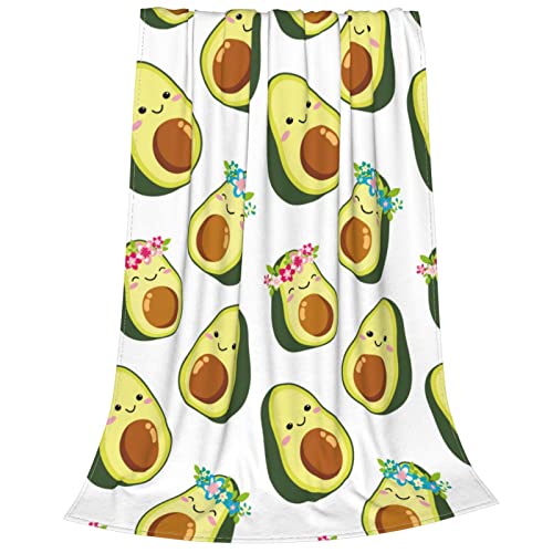 Cute Avocado Throw Blanket Comfort Lightweight Microfiber Flannel Blankets Couch Sofa Bed Blanket for Kids Teen Adults