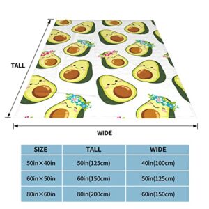 Cute Avocado Throw Blanket Comfort Lightweight Microfiber Flannel Blankets Couch Sofa Bed Blanket for Kids Teen Adults