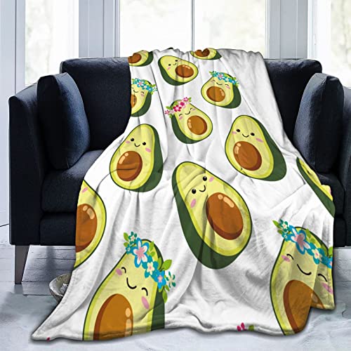 Cute Avocado Throw Blanket Comfort Lightweight Microfiber Flannel Blankets Couch Sofa Bed Blanket for Kids Teen Adults