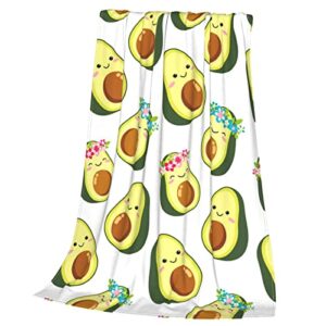 Cute Avocado Throw Blanket Comfort Lightweight Microfiber Flannel Blankets Couch Sofa Bed Blanket for Kids Teen Adults