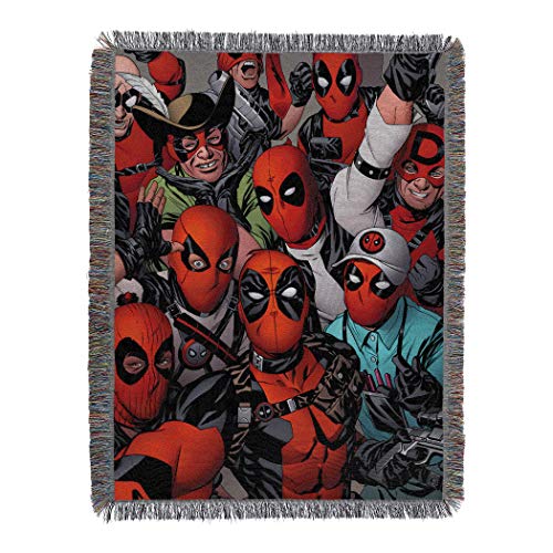 Marvel's Deadpool, "We Are All Here" Woven Tapestry Throw Blanket, 48" x 60", Multi Color