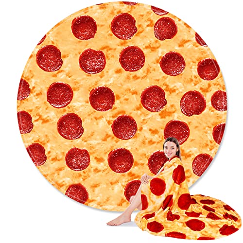 Izomty Pizza Blanket Adult Size, 71 Inches Double Sided 290 GSM Realistic Flannel Pepperoni Pizza Blankets, Novelty Gift for Pizza Lovers on Birthday