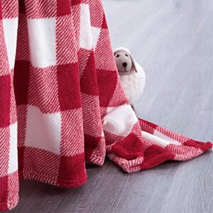 Topfinel Buffalo Plaid Throws Blanket,60 * 80 inch for Adult and Kids, Lightweight, Red and White Gingham Soft Throw Blanket for Couch, Bed, Sofa Luxurious Warm and Cozy for All Seasons