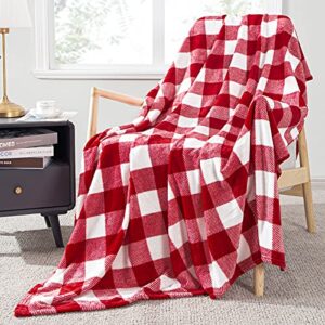 topfinel buffalo plaid throws blanket,60 * 80 inch for adult and kids, lightweight, red and white gingham soft throw blanket for couch, bed, sofa luxurious warm and cozy for all seasons